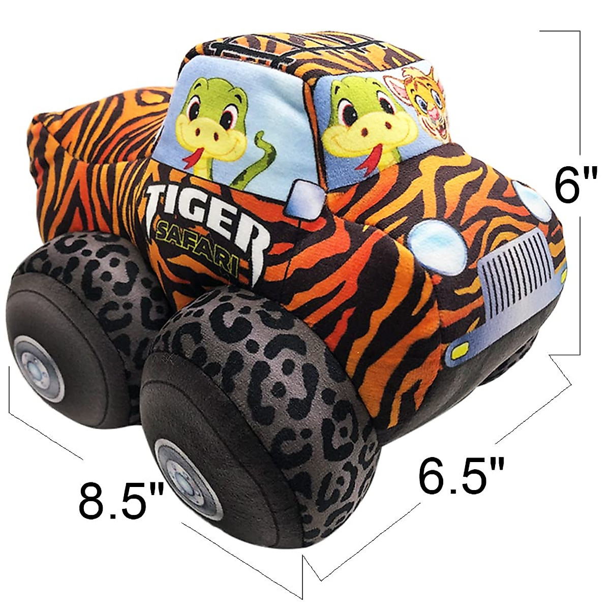 ArtCreativity Safari Plush Monster Truck, 8 Inch Big Monster Truck Stuffed Toy, Cool Animal-Themed Design, Soft Car Toys for Toddlers Car Stuffed Animal, Car Plush for Boys and Girls, Great Gift Idea