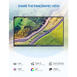 ARZOPA Portable Monitor Kickstand, 14.0" Ultra Slim Portable Laptop Monitor FHD 1080P External Display with Dual Speakers Second Screen for Laptop PC Phone Xbox PS4/5 Switch-A1S