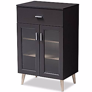 Baxton Studio Jonas Server Cabinet in Dark Grey and Oak Brown
