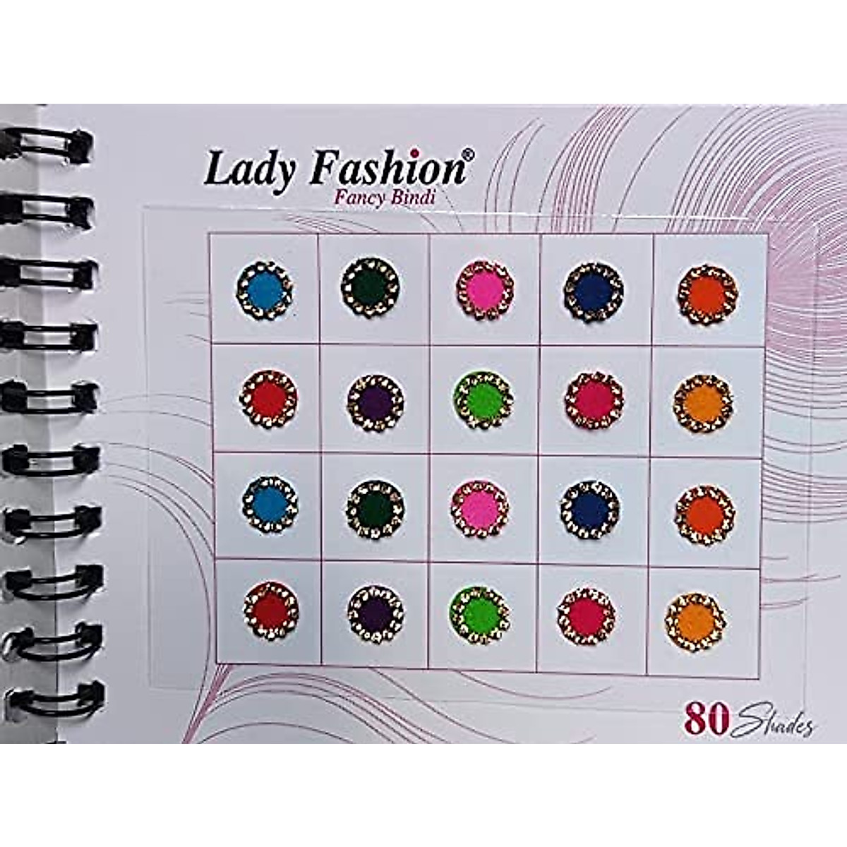 ATCUSA Lady Fashion Premium Spiral Book Round Multicolored Bindi with Crystals - Temporary Tattoo/Body Art/Jewel - Various Sizes 8mm - 80 Bindis