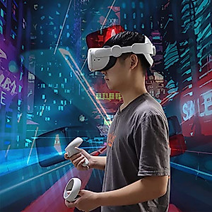 Saqico Head Strap for Oculus Quest 2, 3-in-1 Adjustable Halo Headband, Replacement for Elite Strap, Enhanced Comfort and Gaming Immersion VR Accessories Compatible with Oculus/Meta Quest 2
