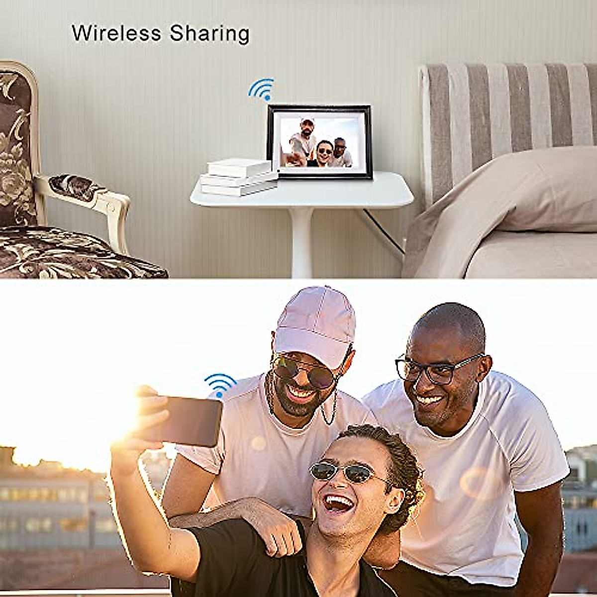 SAMMIX Digital Picture Frame Digital Photo Frame WiFi 10.1 Inch IPS Touch Screen, 16GB Storage, Motion Sensor, Auto-Rotate,Share Photos via Free App