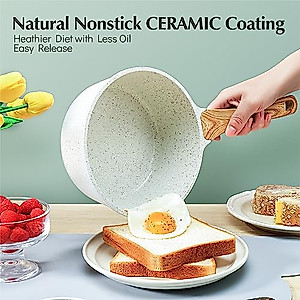 SENSARTE White Ceramic Nonstick Saucepan with Lid 2.5 QT, Small Cooking Pot with Stay Cool Handle, Induction Compatible Soup Pot, PFOA/PFAS Free