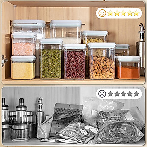 Uamector 1.2Qt Pop Container Perfect for 1Lb Brown Sugar, Airtight Food Storage Containers, BPA-Free Air Tight Stackable Dry Cereal Container, Pantry Organization