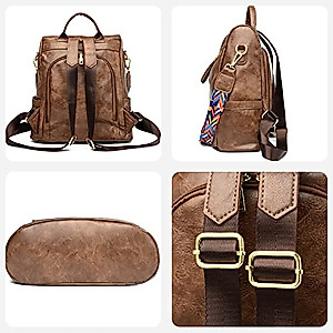ZOCILOR Backpack Purse for Women, Stylish Leather Design, Large Capacity Travel & College Shoulder Bag, Anti-Theft Feature with Rear Zipper Opening (Camel)