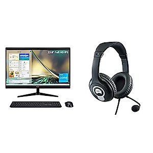 Acer Aspire C24-1700-UA91 AIO | 23.8" FHD IPS Display | Intel i3-1215U | Intel UHD Graphics | 8GB DDR4 | 512GB SSD | Wi-Fi 6 | Win 11 Home Wired Headset with Flexible Omnidirectional Mic
