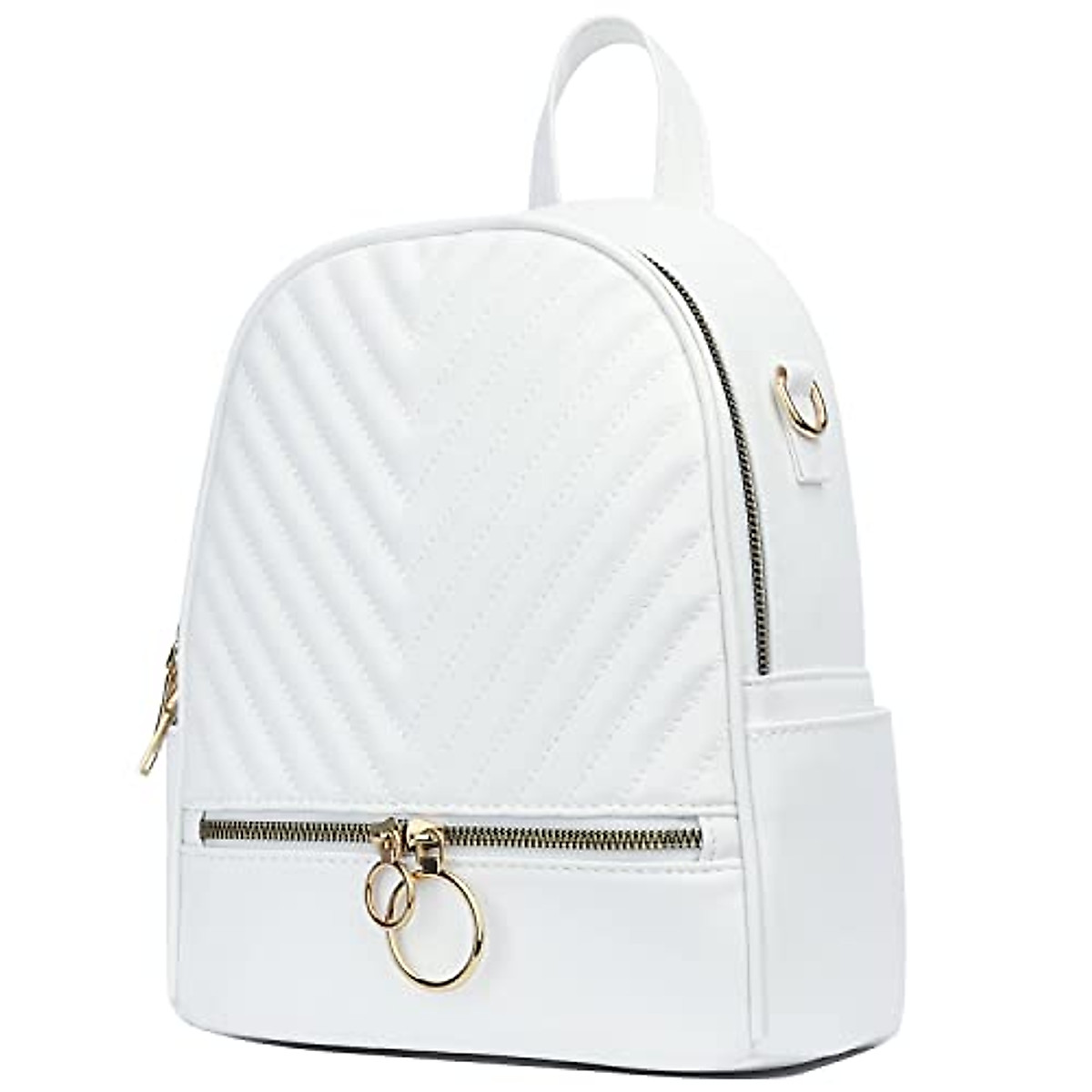 KKXIU Convertible Mini Leather Backpack Purse For Women and Teen Girls Small Quilted Daypack with Colorful Strap (A-white)