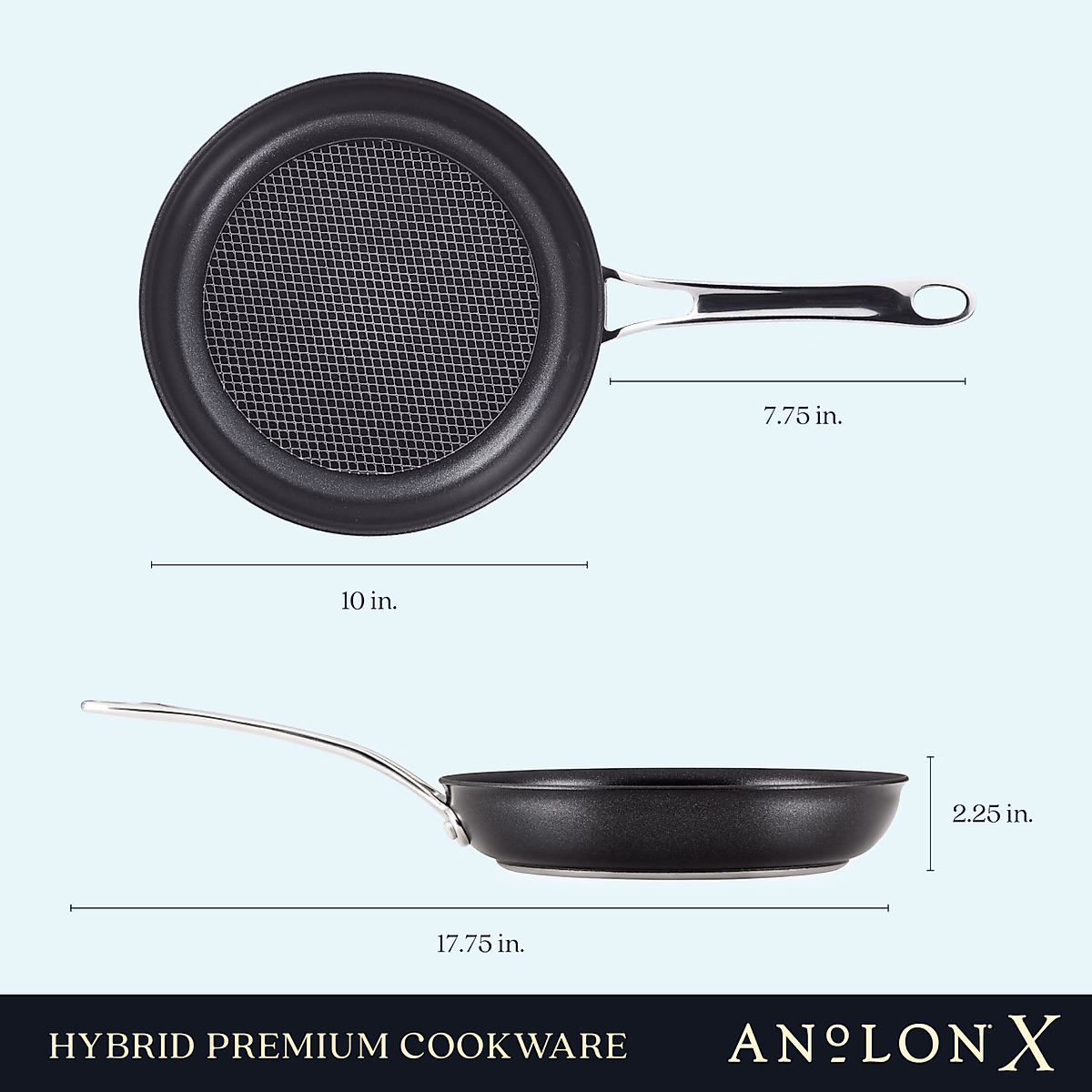 Anolon X Hybrid Nonstick Induction Frying Pans/Skillet Set, 10 Inch and 12 Inch, Dark Gray
