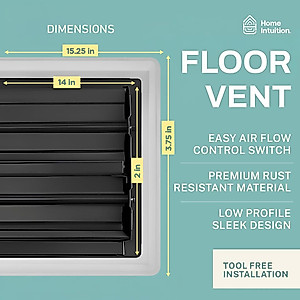 Home Intuition Basketweave Floor Vent Cover 2X14 Inch Floor Register with Mesh Cover Trap Heat and Air Walkable Metal Floor Vent for HVAC Duct, Polished Brass