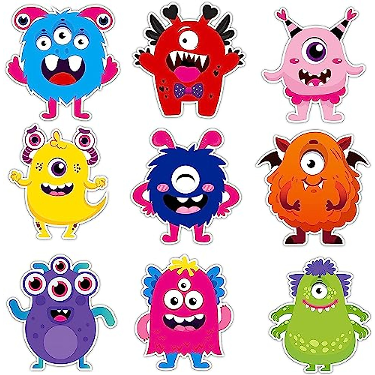 BeYumi Monster Cutouts: 45 Colorful Party Decorations
