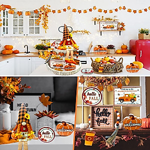 Thanksgiving Tiered Tray Decorations Set - 11pcs Wooden Sign Fall Tiered Tray Decor - Gnome Fall Tiered Tray Decor Pumpkin for Kitchen Table Fireplace Mantle Rustic