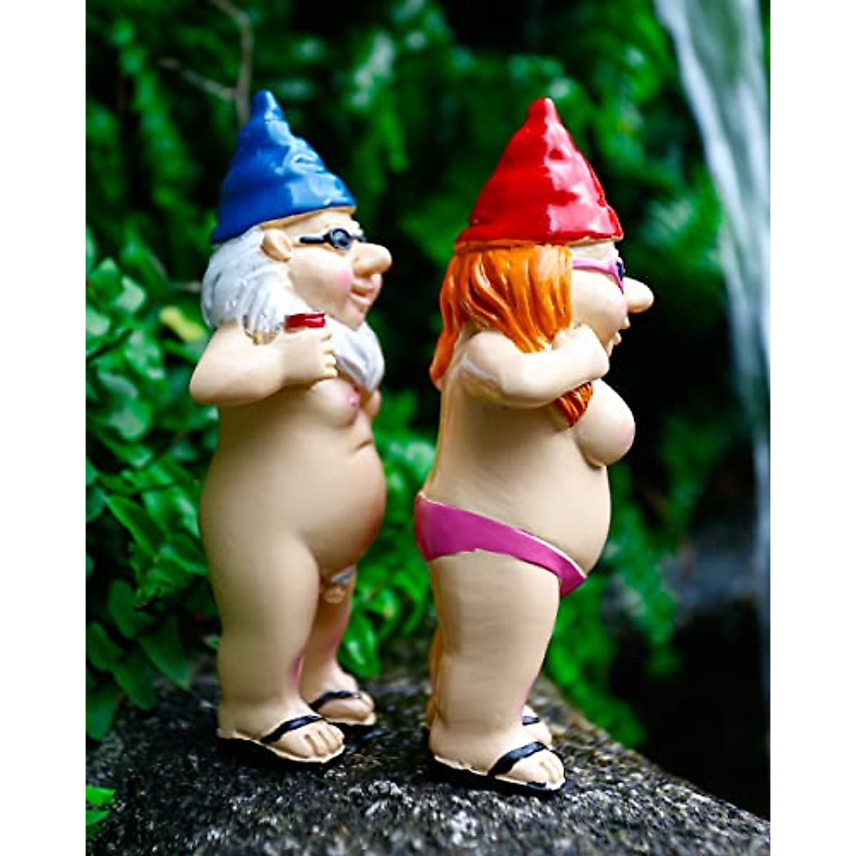 2 Pieces Small Sexy Gnome Statues, 4.7 Inch Naked Gnome Statue Garden Goblin-Art Decoration, Garden Gnomes Outdoor Funny, Naughty Gnomes, Lawn Gnome (Man and Woman Style)