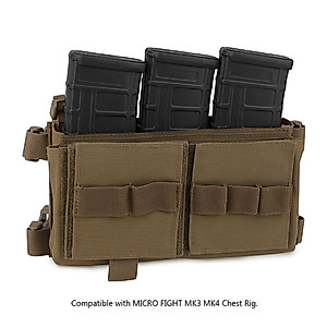 KRYDEX Triple 5.56 Magazine Holder Elastic Mag Holder with Hook Fasteners for MK3 and MK4 Chest Rig (Coyote Brown)