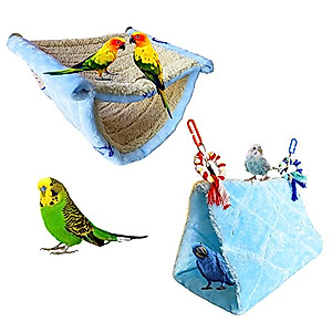 2Pcs Bird Nest Bed,Parrot Hanging Hammock Snuggle Hut Parrot House Bed Tent Toy Bird Cage Perch for Parakeet Budgies Cockatiels Cockatoo Finch Hamster Chinchilla