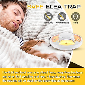 Kittmip 4 Pcs Flea Traps with 8 Sticky Discs for Inside Your Home Bug Killer Safe Flea Light Trap Safe to Pets Mosquito Trap Gnat Traps for UV Night Light Bug Catcher Attractant(White)