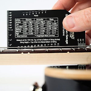MusicNomad Precision String Action Gauge Ruler for String Height- Metric, SAE, 64ths (MN602)