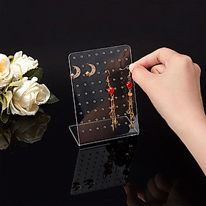 PH PandaHall 4 Pack 72 Holes Acrylic Earring Holder Organizer Ear Studs Jewelry Storage Display Rack Showcase Earrings Display Stand Earring Storage for Selling Retail Marketing Personal 3x2x4.5inch
