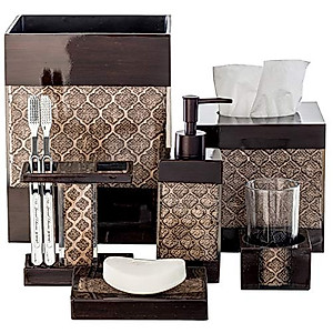 Creative Scents Dahlia Brown Bathroom Trash Can - Small Waste Basket for Bathroom - Durable Space Friendly Waste Bin - Decorative Bathroom Wastebasket for Modern Bathroom, Bedroom Decor