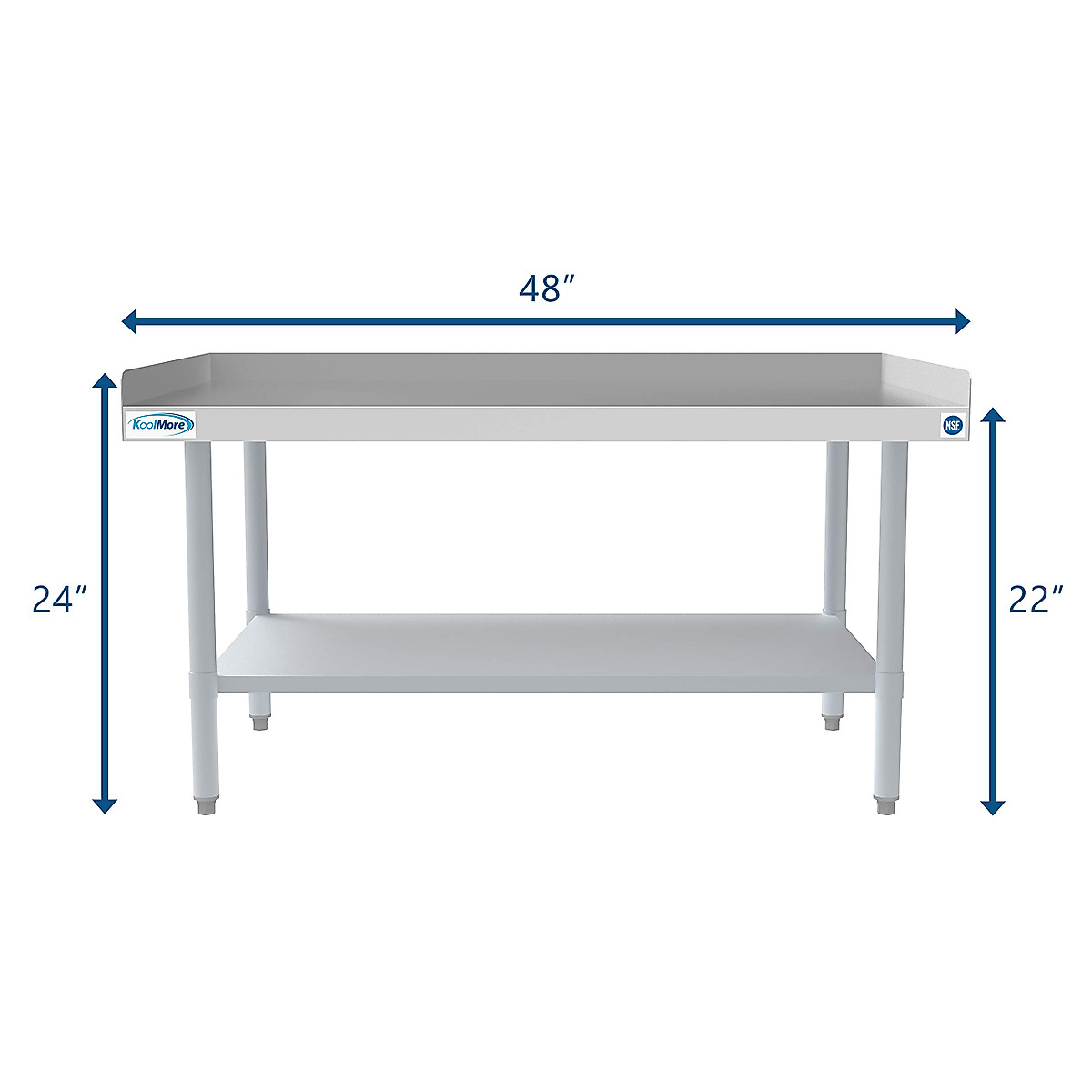 KoolMore EQT-163048 16 Gauge Stainless Steel Commercial Equipment Stand - 30 x 48 Heavy Duty Griddle Stand with Undershelf