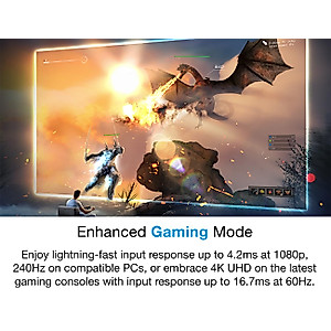 Optoma UHD35x True 4K UHD Gaming Projector | 3,600 Lumens | 4.2ms Response Time at 1080p with Enhanced Gaming Mode | 240Hz Refresh Rate | HDR10 & HLG