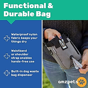 AMZpets Dog Training Set, Puppy Supplies Starter Kit with Dogs Clicker, Treat Pouch Bag, Housetraining Door Bells, Ultrasonic Whistle, for Teaching Pet Commands, Bark Control, and Potty Training
