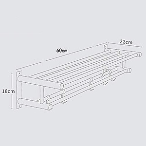 OMOONS Stainless Steel Plated Wall Mounted Bathroom Towel Double Shelf Storage Rail Holder Rack