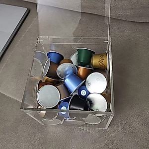 kekafu Coffee Capsule Holder Clear Acrylic Box Coffee Pod Storage Coffee Pod Holder Dispenser Tea Bag Organizer with Lid