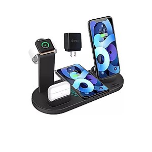 Wirless Charger 4 in 1 Multifunction Chargers 15w Fast 6 in 1 Charging Dock for AirPods Watch Phone iPhone 14/13/12/11/pro/pro max/X/Xmax (Black)