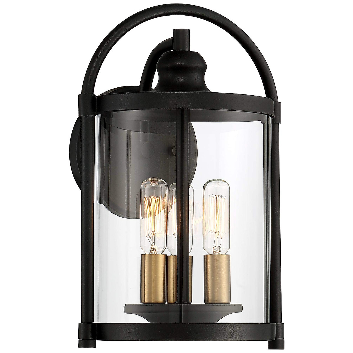 Avani Modern Contemporary Outdoor Wall Light Fixture Black Warm Brass 13" Clear Glass Shade for Exterior House Porch Patio Outside Deck Garage Yard Front Door Garden Home - John Timberland