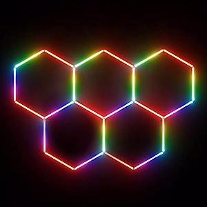 LED Hexagon RGB Garage Light, RGB Hexagon Light - Multi-Mode Light Color Change, for Private Garage KTV Bar Basement Gym Lighting, 5 Pack