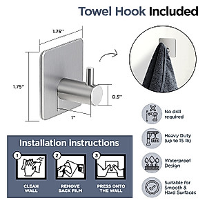 Bathroom Faucet Single Handle 1 or 3 Hole Bathroom Sink Faucet with Glass Soap Dispenser and Towel Hook 304 Stainless Steel, Brushed Nickel