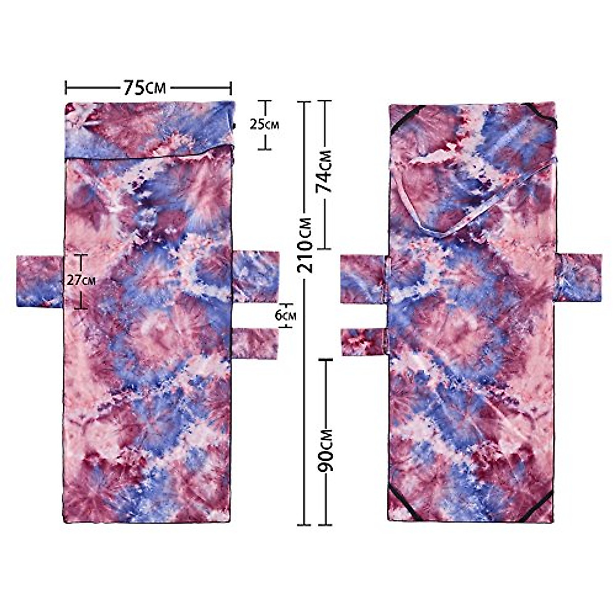 Beach Chair Cover, Microfiber Chaise Lounge Towel Cover with Storage Pockets for Pool Sun Lounger Hotel Garden Purple Tie-Dye