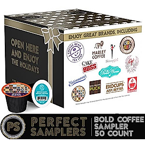 Perfect Samplers Dark Roast Coffee Pods Variety Pack Sampler, Assortment Of Extra Bold Single Serve Pods For K Cup Brewers, 50 Count