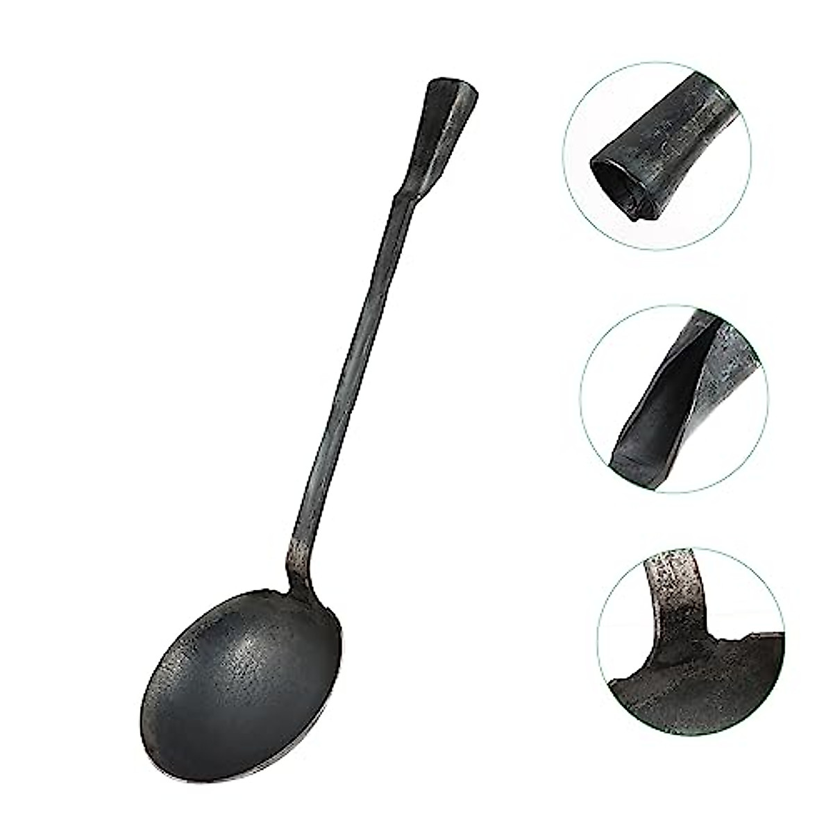GANAZONO Forged Iron Spoon Mini Scoop Potting Scoop Garden Tractor Scoop Multitools Vegetable Planting Tools High Carbon Steel Spoon Cultivation Feeding Spoon Forging Dark Grey Bath Salt