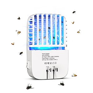 Mosalogic Bug Zapper Indoor Electronic Fly Swatter Plug-in Flying Insect Killer with UV Light for Indoor Use Compact Bug Zappers for Flying Insects, Gnats, Moths, Flies (White-1pack)