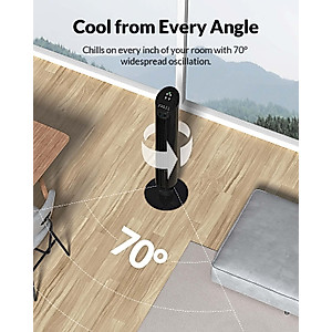 NIUVUIN Tower Fan, 33-Inch Cooling Fans That Blow Cold Air Portable Space-Saving Bladeless Fan 3 Modes 3 Speeds 12-Hour Timer 70° Oscillating Quiet Tower Fan with Remote for Bedroom and Home Office