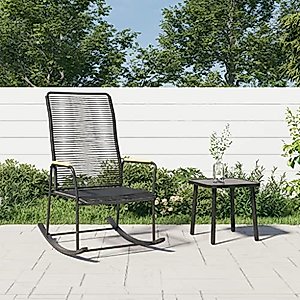 BUKSCYJS Camping Rocking Chairs,Rocking Chairs for Outside,Rocking Chairs for Outside Foldable,Rocking Lawn Chairs Foldable with Shocks,Patio Rocking Chair Black 23.2"x31.3"x40.9" PVC Rattan
