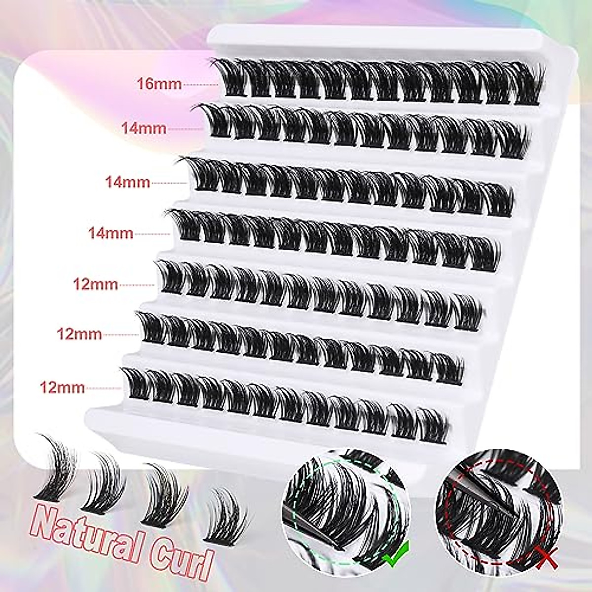 DIY Lash Extension Kit Lash Clusters Kit Fluffy Wispy Cluster Lashes Like Eyelash Extensions Lash Bond and Seal Strong Hold 12-16MM by ALICE