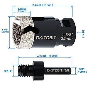 Dry Diamond Core Drill Bits 1-1/2”, 38mm Diamond Hole Saws for Porcelain Granite Tiles Brick Concrete Work with Angle Grinders & Electric Drills