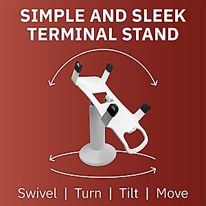 Discount Credit Card Supply Pax A80 7" Swivel and Tilt Terminal Stand, Screw-in and Adhesive, White
