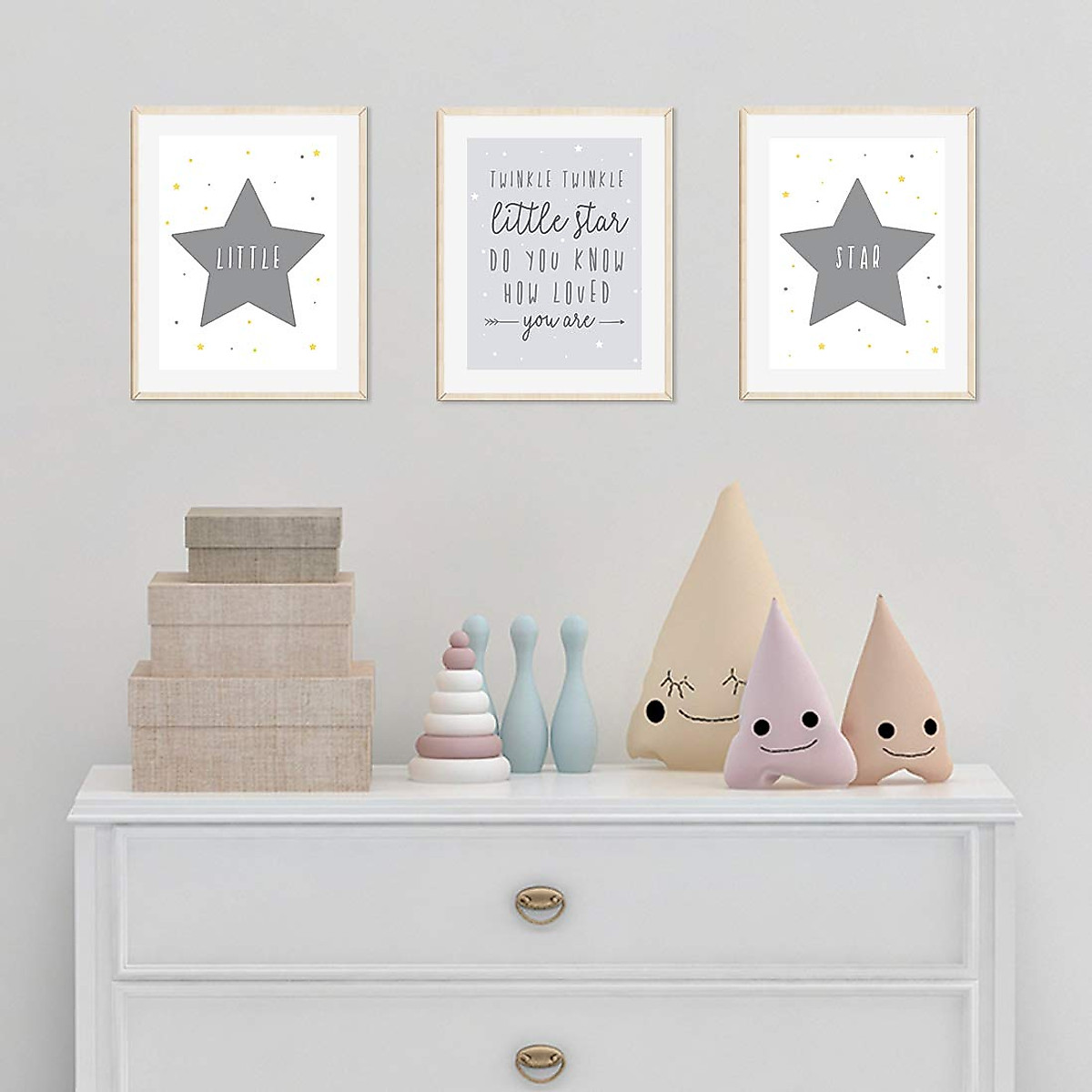 Andaz Press Unframed Baby Kids Room Nursery Wall Art, 8.5x11-inch, Twinkle Twinkle Little Star Do You Know How Loved You Are, Black and White Modern Scandinavian, 3-Pack, Baptism Christening Gift Idea