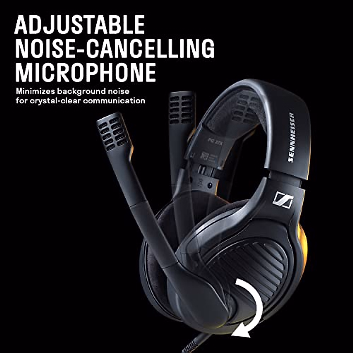 Massdrop x Sennheiser PC37X Gaming Headset — Noise-Cancelling Microphone with Over-Ear Open-Back Design, 10 ft Detachable Cable, and Velour Earpads,Black