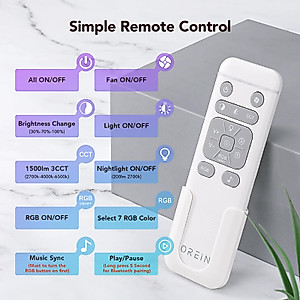 OREiN OL005 Bathroom Fan with Bluetooth Speaker, 110/160 CFM 1.0 Sone Bathroom Exhaust Fan with Light, 40W Bathroom Fan with Light & Remote, 1500lm LED Light 2700K/4000K/6500K & Nightlight, Music Sync