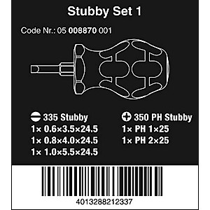 Wera 05008870001 Stubby Set 1 Screwdriver set, 5 pieces