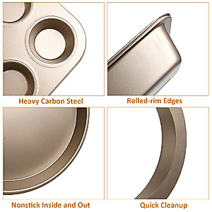 Nonstick Bakeware Sets Baking Pans Set Toaster Oven Trays, Kitchen Baking Essentials with Pizza Pan Cake Pan Bread Loaf Box Muffin Pan Cookie Sheet