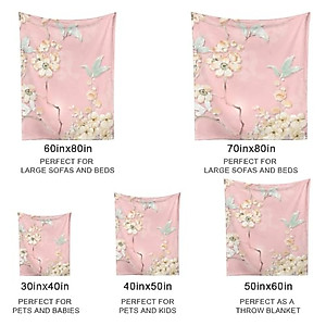 AuHomea Bird and Butterfly Stripes Throw Blanket Lightweight Flannel Fleece Blankets Warm and Cozy Super Soft Throws 30"x40" for Cat Pet and Babies