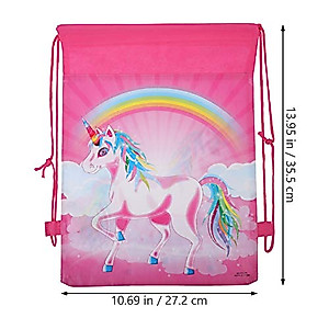 Amosfun 10pcs Unicorn Drawstring Backpack Unicorn Party Gift Pouch Nonwoven for Kids Unicorn Party Birthday Party Bag Supplies