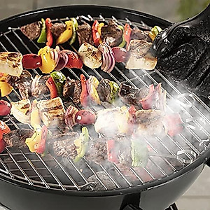 Rankok 22-Inch Premium Kettle Charcoal Grill Outdoor Barbeque Grill & Smokers Portable Trolley BBQ Grill with Wheels Adjustable Ash Catcher Bakeware Clips Thermometer for Cooking Camping Patio Garden
