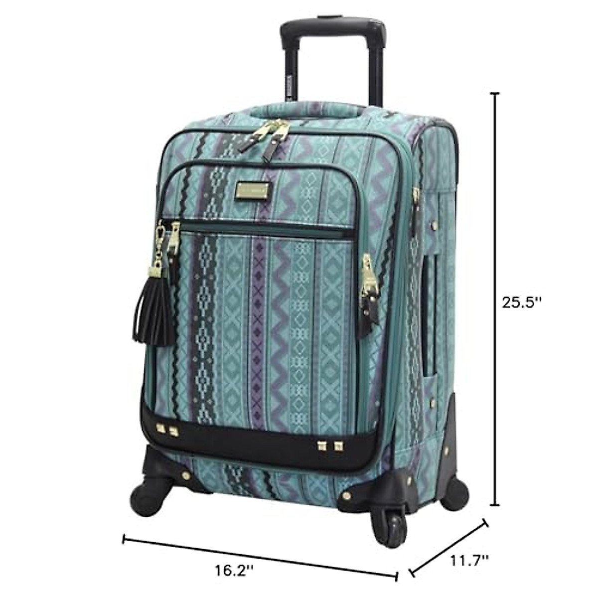 Steve Madden Designer Luggage Collection - Expandable 24 Inch Softside Bag - Durable Mid-sized Lightweight Checked Suitcase with 4-Rolling Spinner Wheels (Legends Turquoise)
