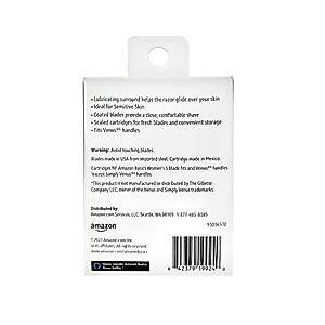 Amazon Basics Women's 5 Blade Razor Blades Refills, Fits Amazon Basics FITS System & Venus Handles, 6 Cartridges (Pack of 1)
